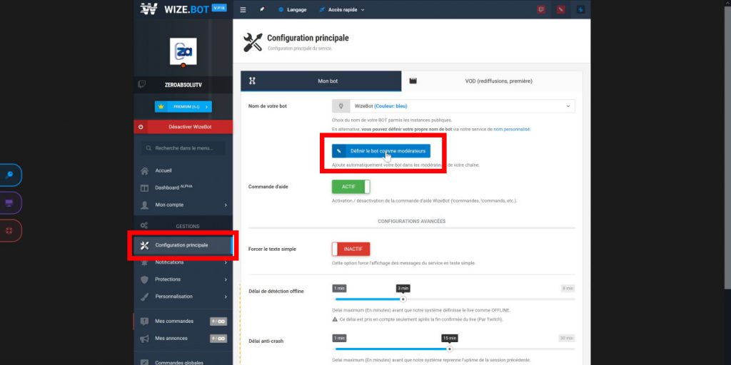 Configurer un Bot pour son Chat Twitch (Tutoriel WizeBot) - Zero Absolu Gaming