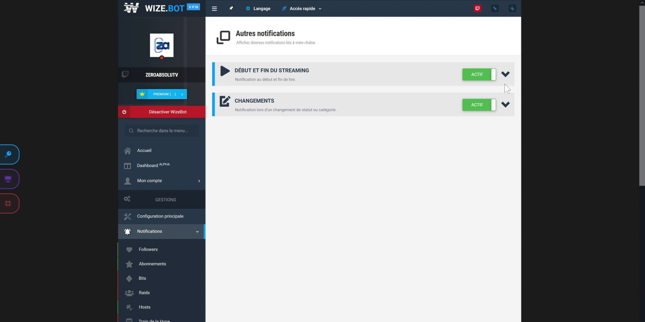 Configurer un Bot pour son Chat Twitch (Tutoriel WizeBot) - Zero Absolu Gaming